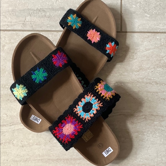 Shoes | Colorful Crochet Slide Sandals | Poshmark